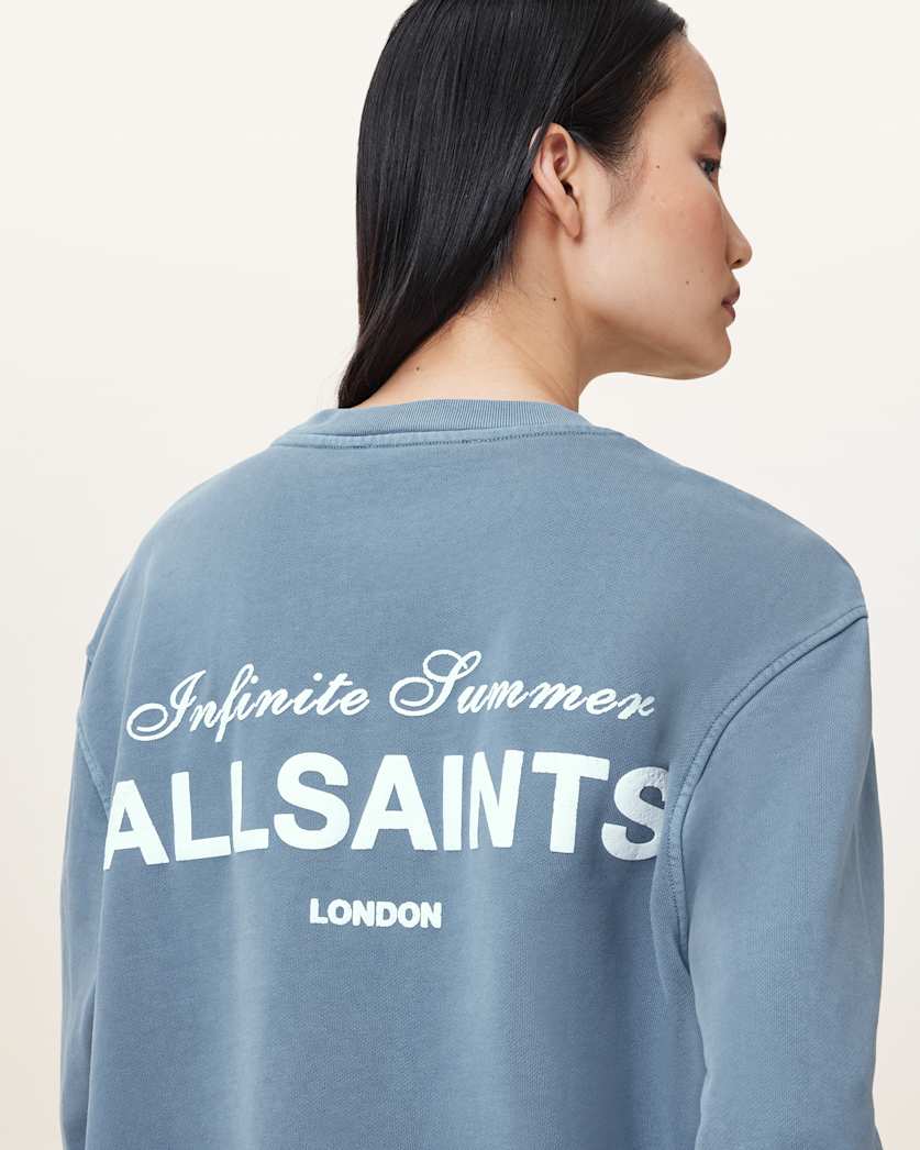 Etta Soleil Oversized Sweatshirt FLINT STONE BLUE | ALLSAINTS